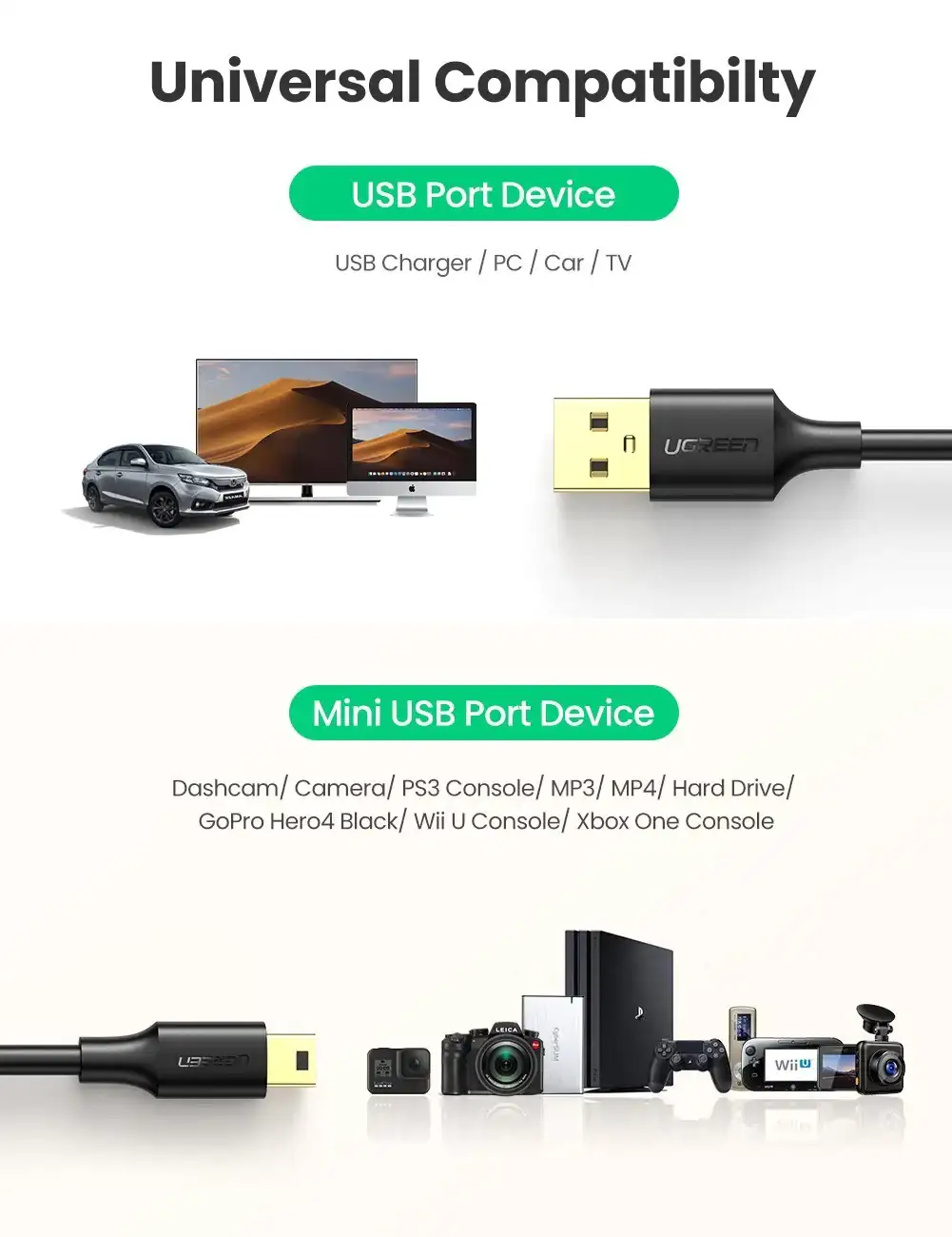 UGREEN US132 Black USB Cable Price in BD | RYANS